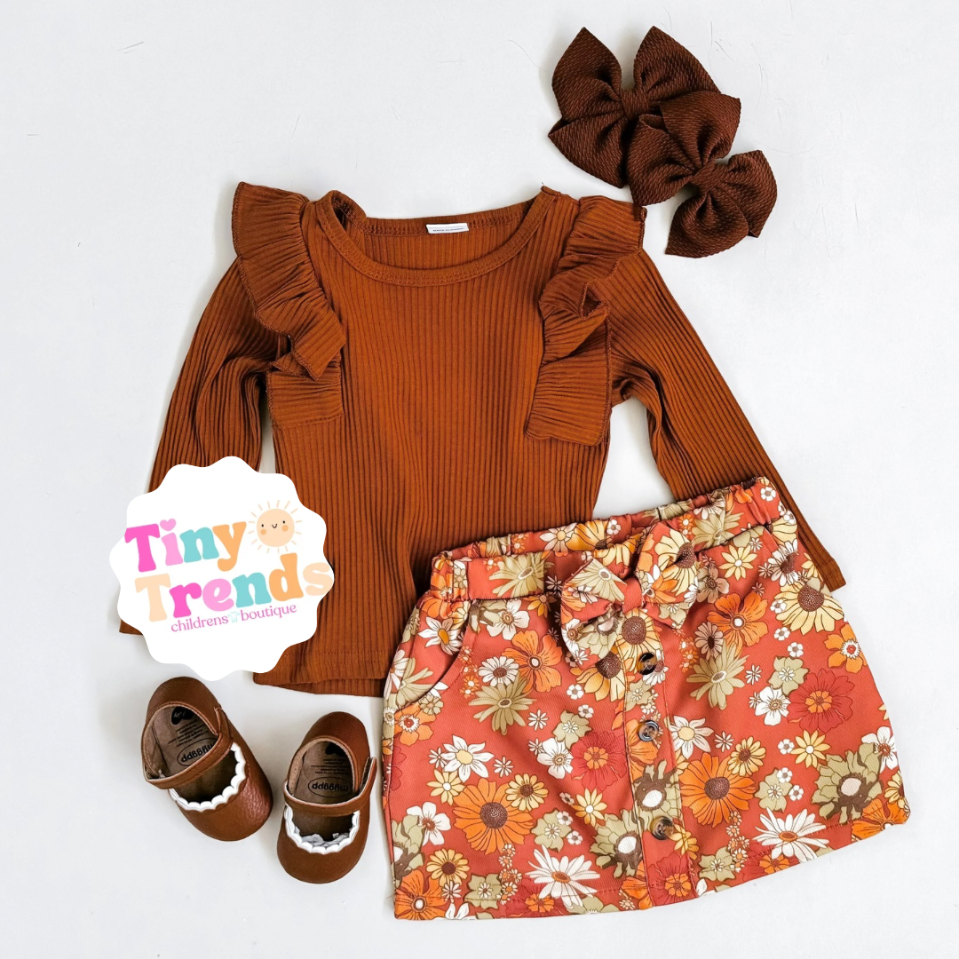 Retro Rust Skirt Set – Tiny Trends Clothing Co